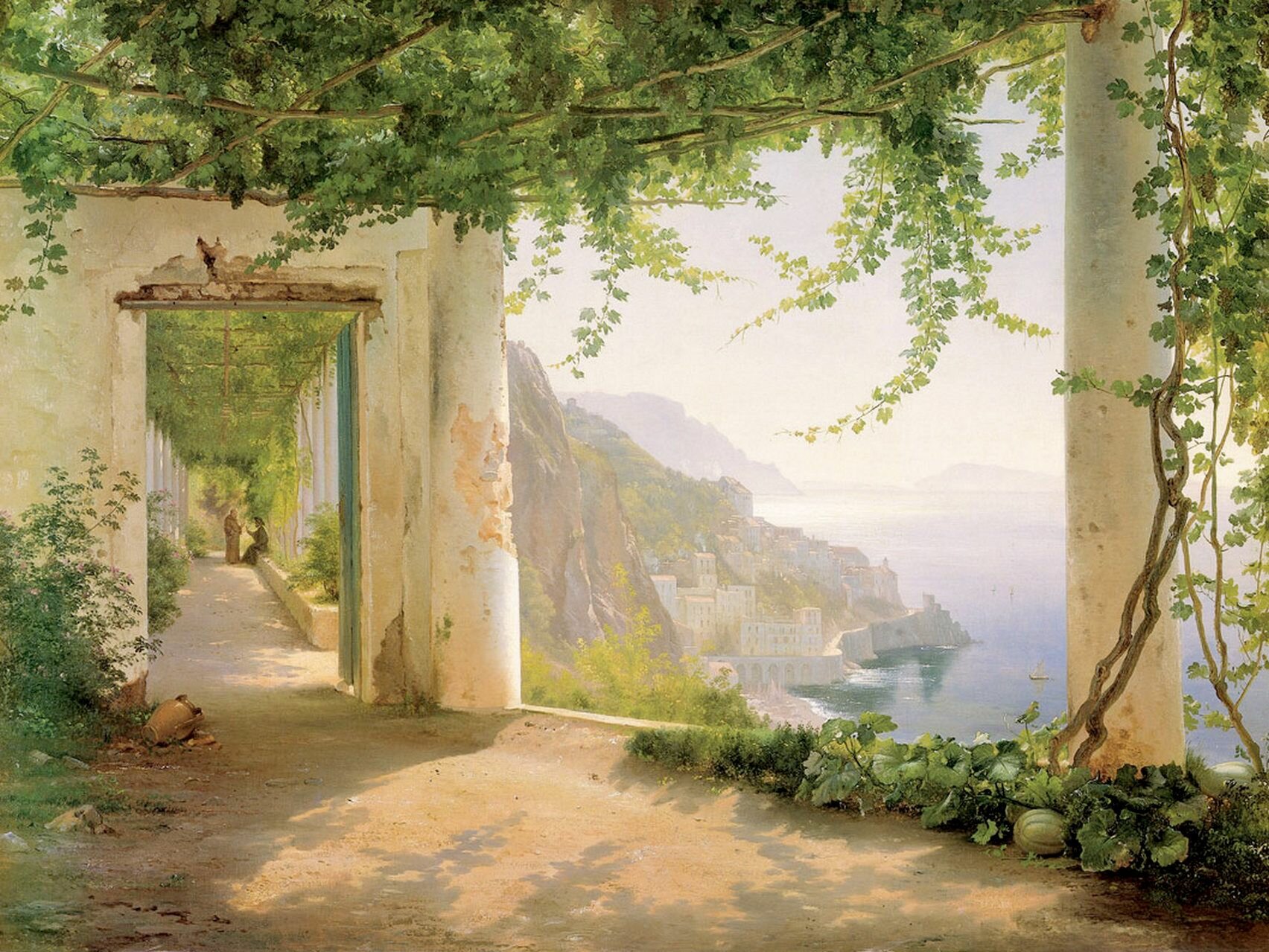 Картина Карла Фредерика Огора Вид на побережье Амальфи 60х45 см