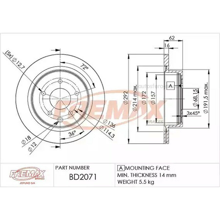 FREMAX BD2071 диск тормозной задний!\ Nissan X-Trail 2.0/2.5/2.2DCi 01>