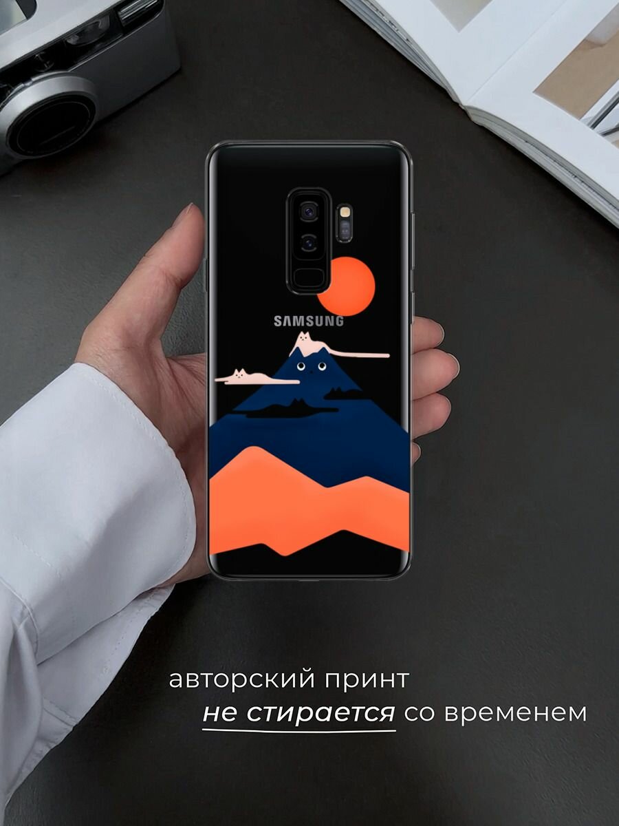 Чехол на Samsung Galaxy S9 + / Самсунг Галакси С9 Плюс с принтом "Кот-гора", прозрачный — фото 1