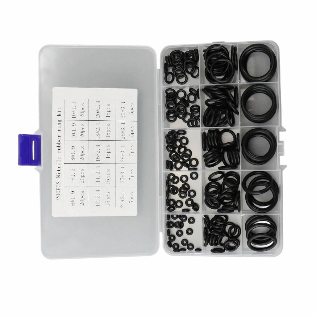 200 шт. 15 размеров универсальных резиновых уплотнительных колец O-образного сечения, устойчивых к маслу и нагреву