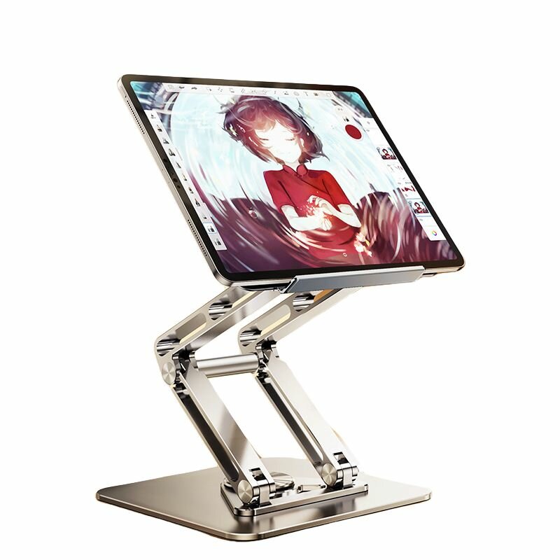 Подставки и столы для ноутбуков RTAKO, upgrade three-layer 720° swivel bracket, цвет: brilliant silver