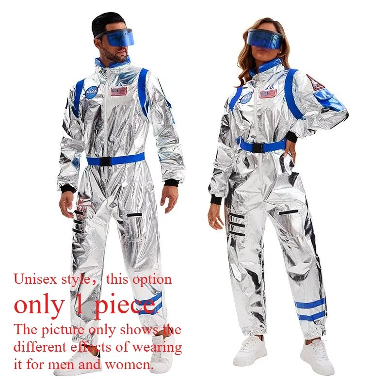 Костюм космонавта, серебристый, полиэстер, спандекс, взрослые М, Blue Glasses