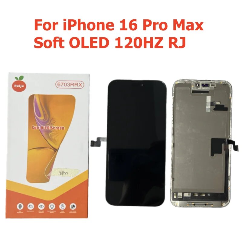 Для iPhone 16 Pro Max ЖК-дисплей 16 Pro, 3D сенсорный дигитайзер в сборе, 16 Plus, мягкий OLED-дисплей для iPhone 16 Pro, запасные части для экрана 16ProMax Soft 120HZ