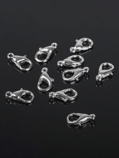Замок карабин, 10 шт. 12* 7 мм, цвет серебро