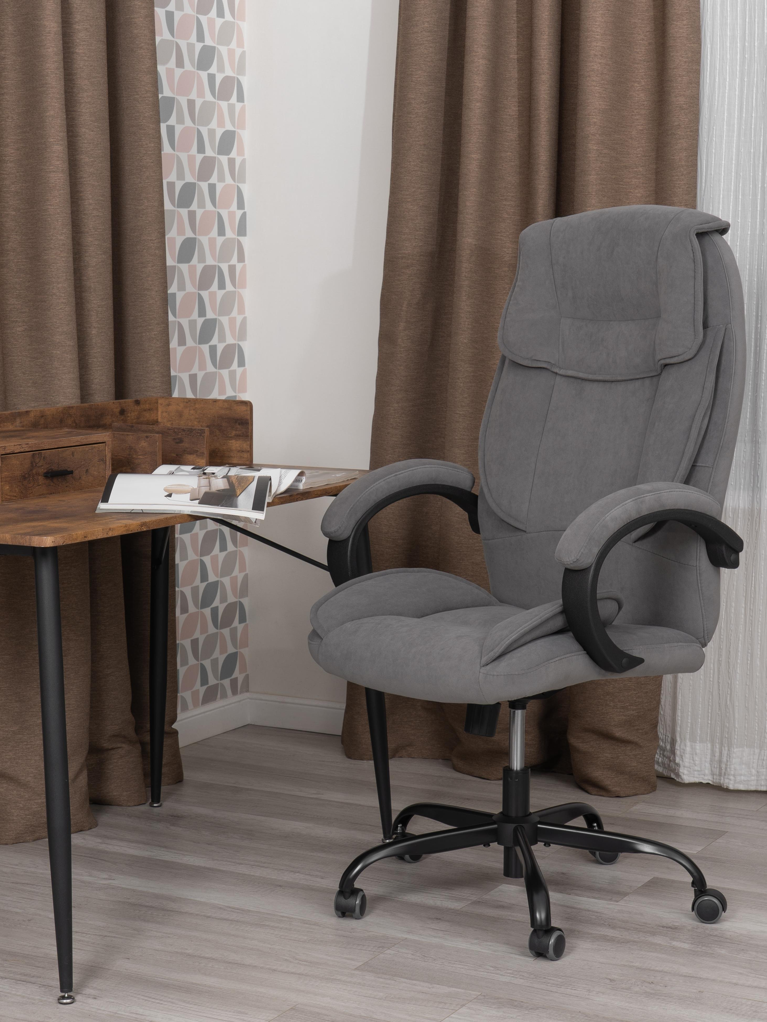 Компьютерное офисное кресло TetChair OREON metalBL велюр, серый