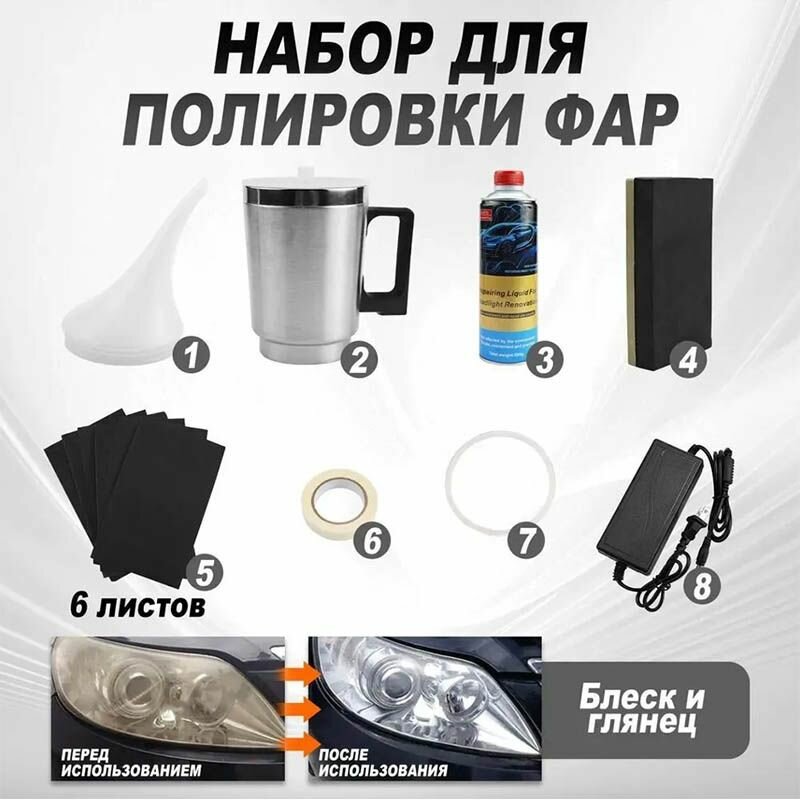 220 В, набор для бесконтактной химической полировки фар, отпариватель, чайник, ремонт и починка фар, Может отремонтировать 8 комплектов фар