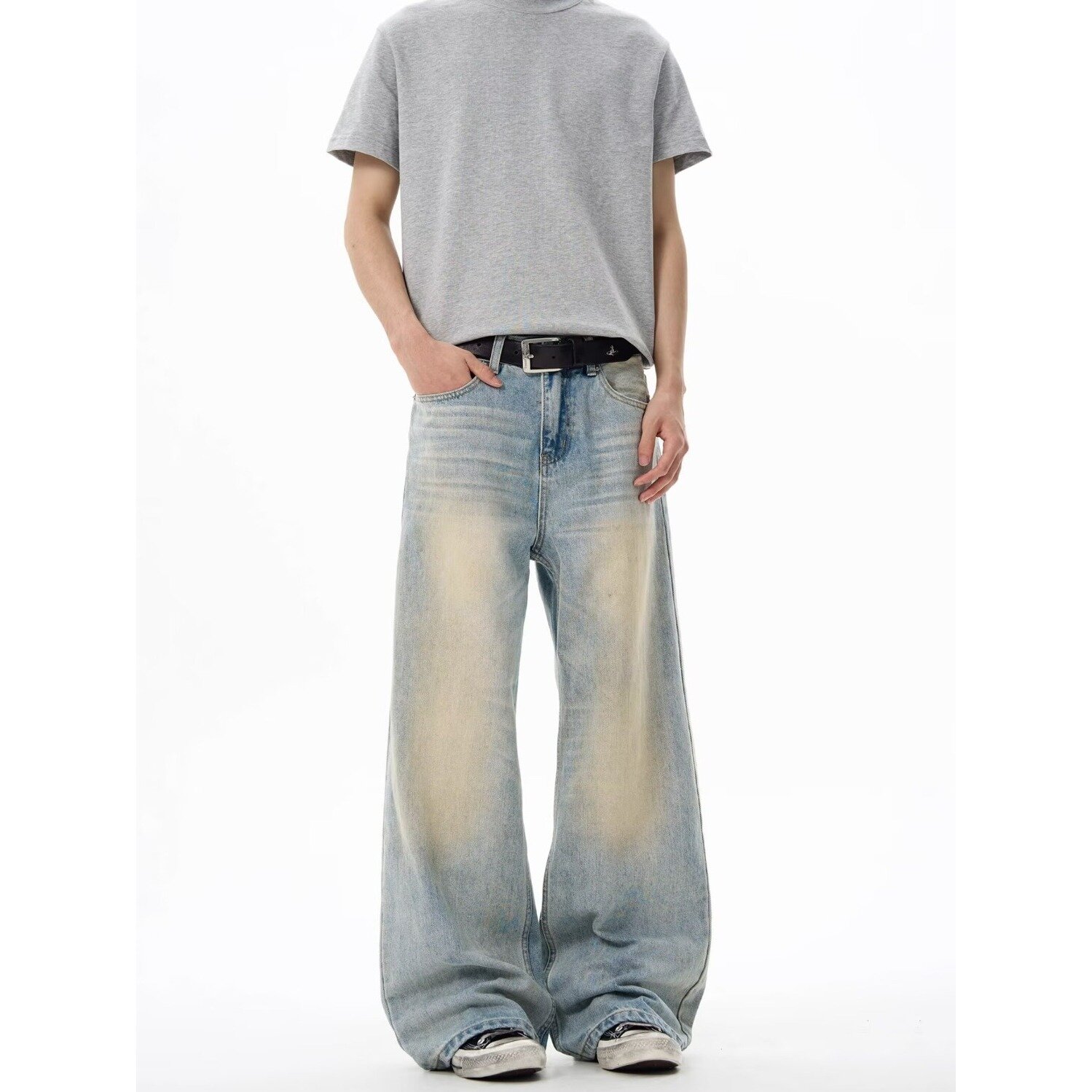 JYL Джинсы Женские Карго Винтажные Большие Карманы Стильные Деним, Размер_S