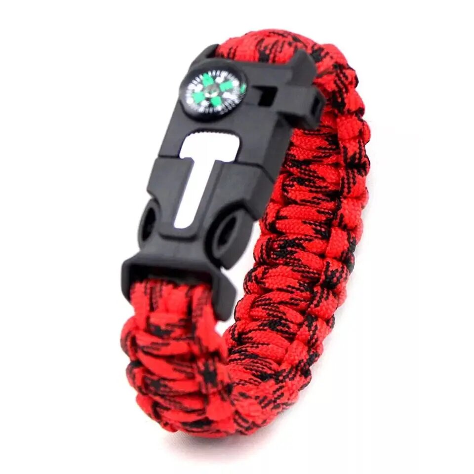 Браслет паракорд Red camo с компасом