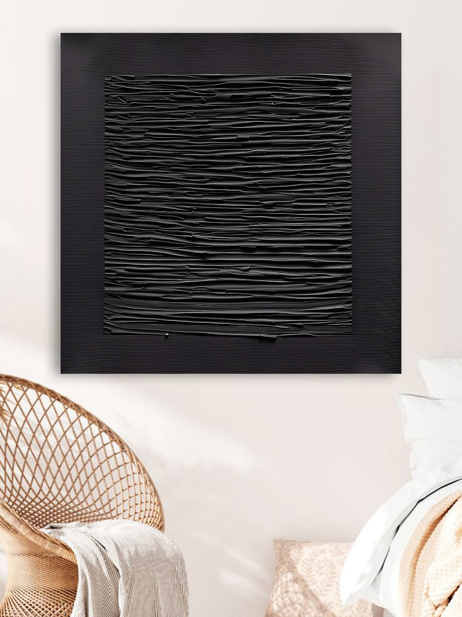 Картина интерьерная на стену - "Абстрактный минимализм с эффектом 3D, бетон, штукатурка (картина плоская печать на холсте)" , 70х70 см.