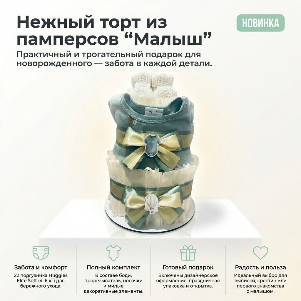 Торт из памперсов Gold-Hk