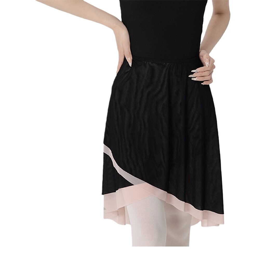 Балетная Танцевальная Юбка Двухцветного Дизайна С Регулируемой Талией Из Дышащей Нейлоновой Ткани