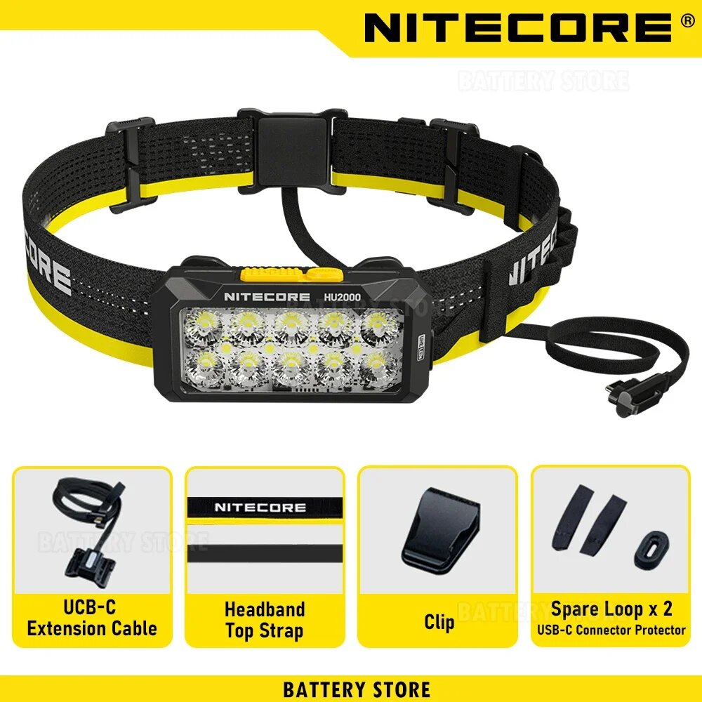 Рабочий налобный фонарь NITECORE HU2000 NiteLab UHE, светодиодный фонарик 2000 люмен, колба, поиск света, высокая мощность, разделенный налобный фонарь