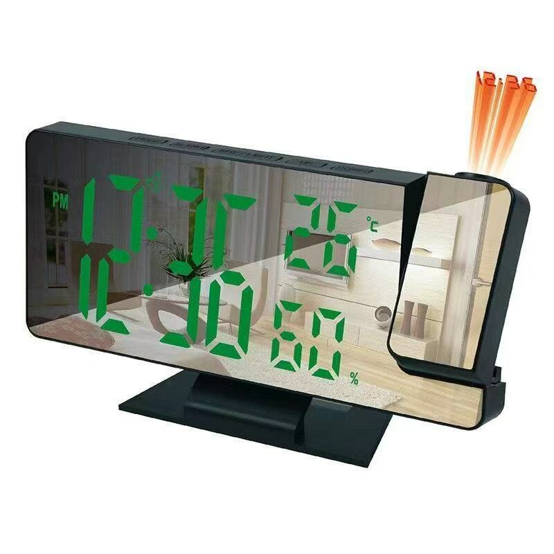Часы электронные настольные с проекцией на потолок, датчик температуры и влажности, будильник.