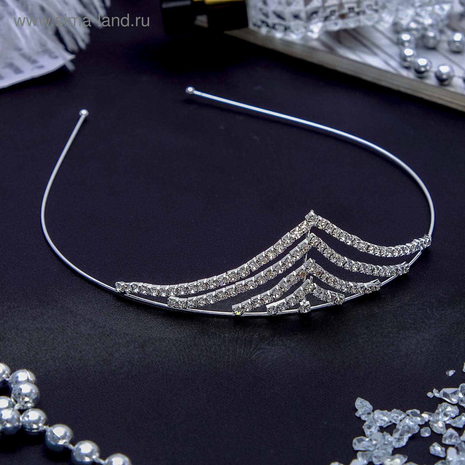 Диадема для волос "Ванесса", 3.5 см, серебро, тип: диадема, для кого: женский