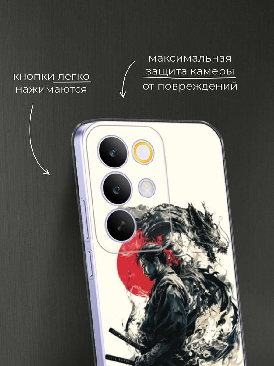 Чехол на Realme C85 Pro / Реалми C85 Про с принтом Самурай и дракон — фото 1