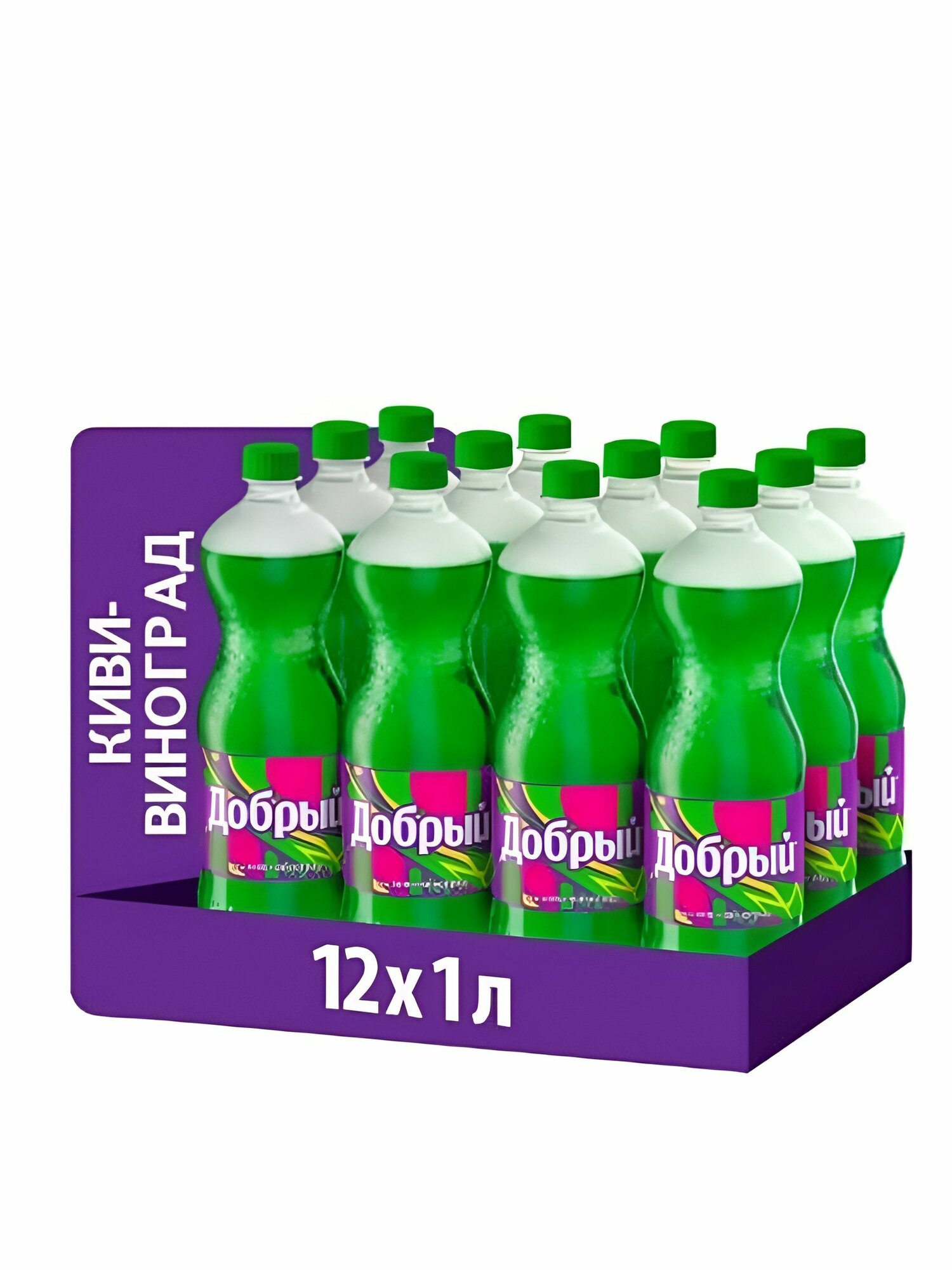 Напиток Добрый Киви-виноград газированный 1 литр. ПЭТ. Упаковка 12 шт.