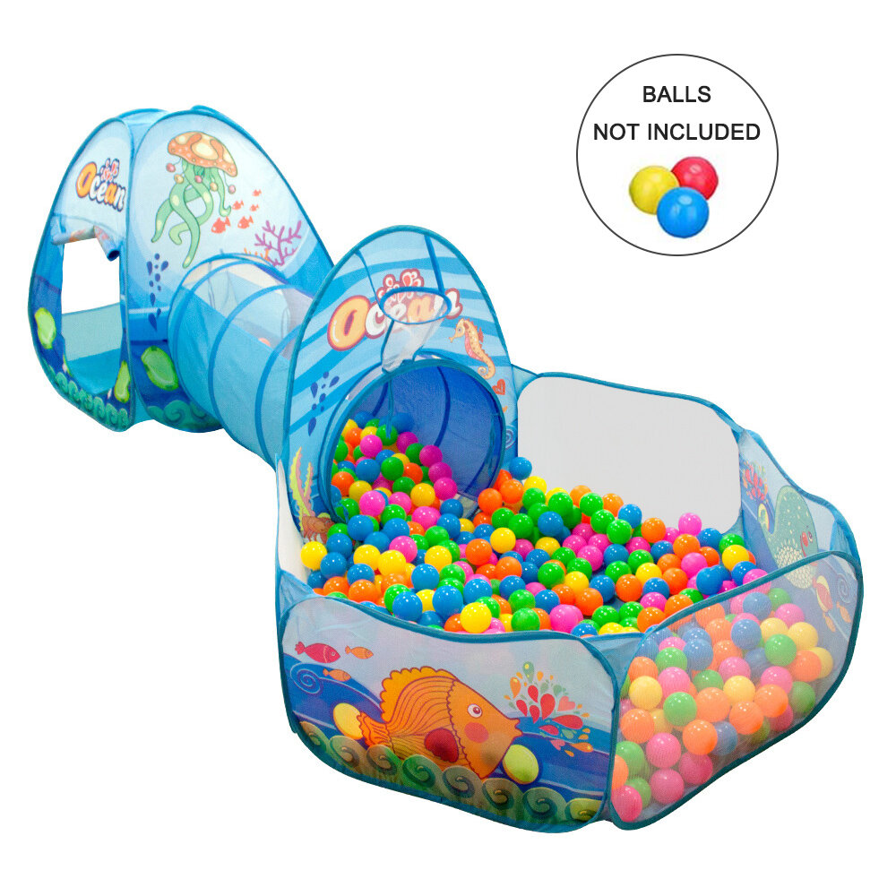 Детские шатры-балочные ямы и туннели, детский бассейн-океан из мячей для мальчиков, девочек и маленьких детей - для дома/открытого воздуха, материал мягкий полиэстер, размер упаковки 50*50*5см, вес упаковки 1.3кг, в комплект 1 набор детских шатров