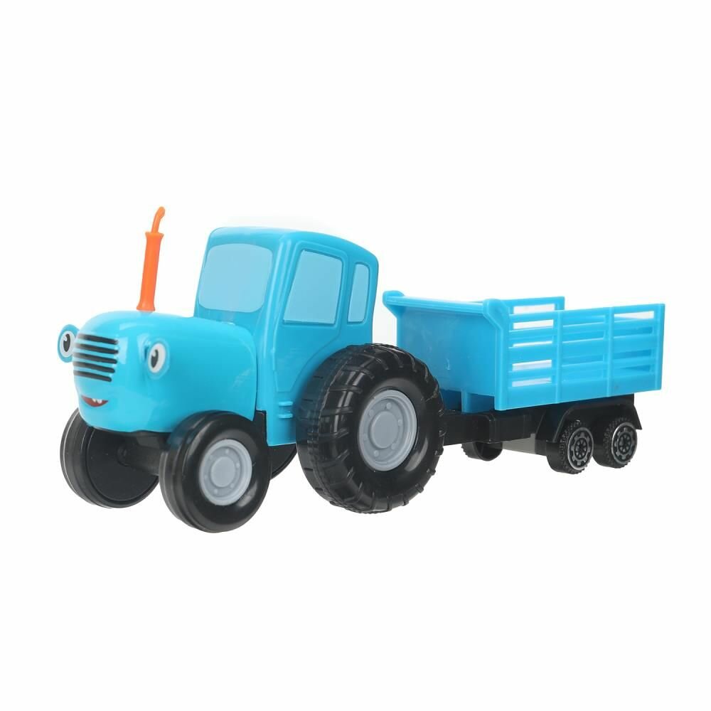 Металлическая модель Синий Трактор, с тележкой.