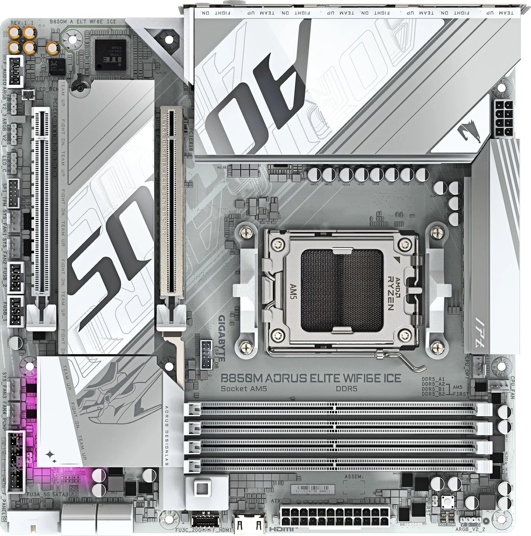 Материнская плата Gigabyte B850M A ELT WF6E Socket AM5 AMD B850 DDR5 mATX AC`97 8ch(7.1) 2.5Gg RAID+