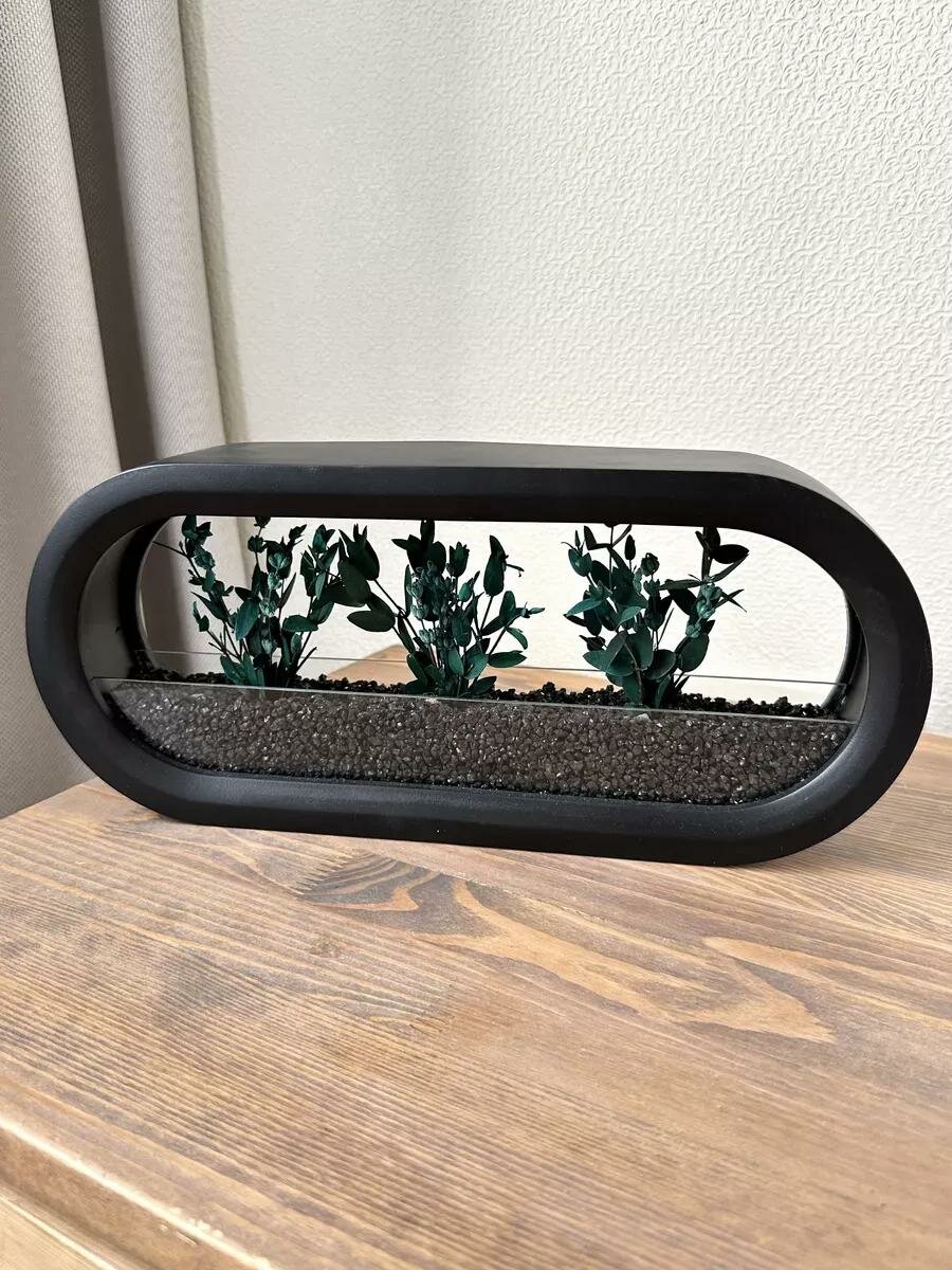 Ваза из гипса со стабилизированными эвкалиптом и лавандой, сухоцветами и искусственными цветами, на стену и стол декоративное интерьерное настенное / настольное, Molecula Decor