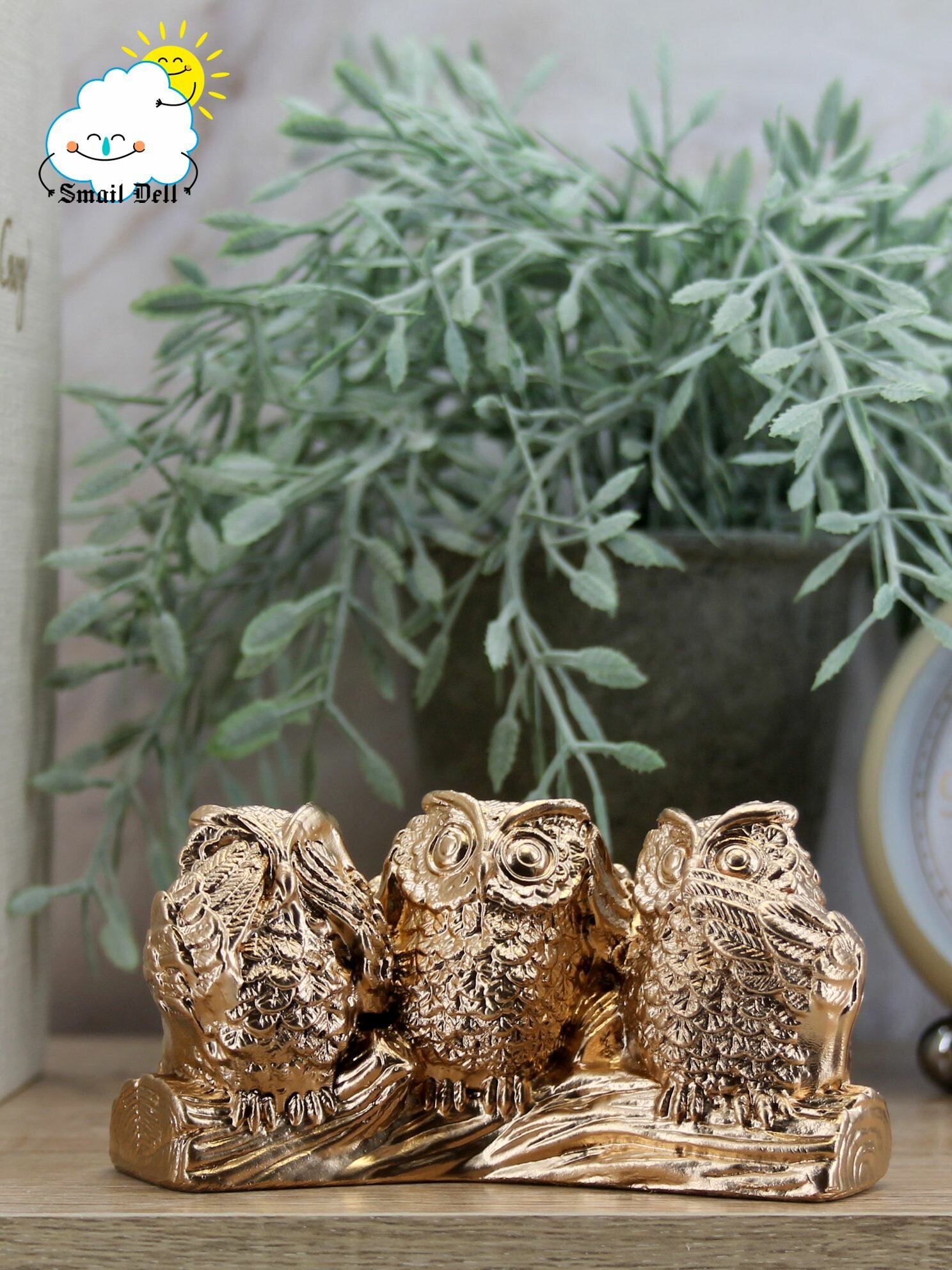 Статуэтка Совы "Ничего не вижу, не слышу, не скажу" 10,5 см гипс, цвет бронза