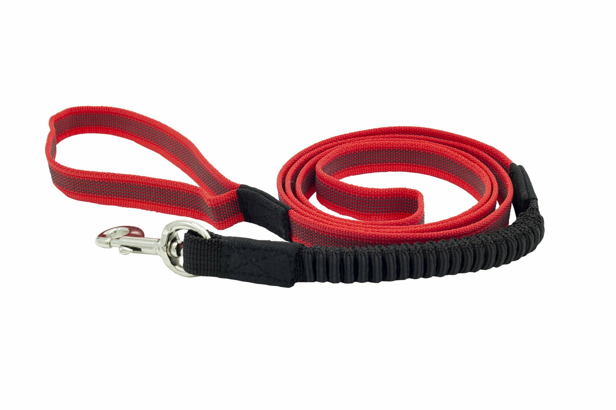 Поводок Каскад амортизирующий нейлон с латексной нитью двухсторонний с буфферной резинкой 20мм *2м красный