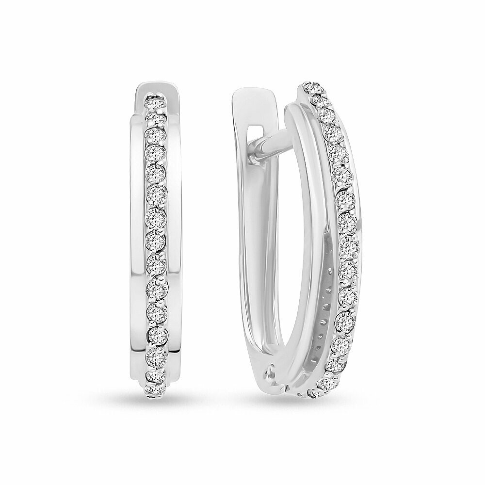 Серьги, белое золото, 585 проба, родирование, бриллиант