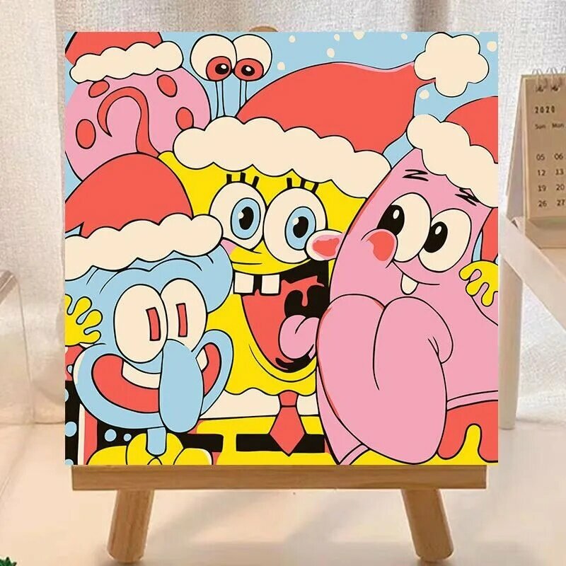 20 * 20 см фирменная цветная коробка + краска + кисть + внутренняя эластичная рамка/цифровая масляная живопись diy, ручная раскраска для детей, мультяшная раскраска небольшого размера