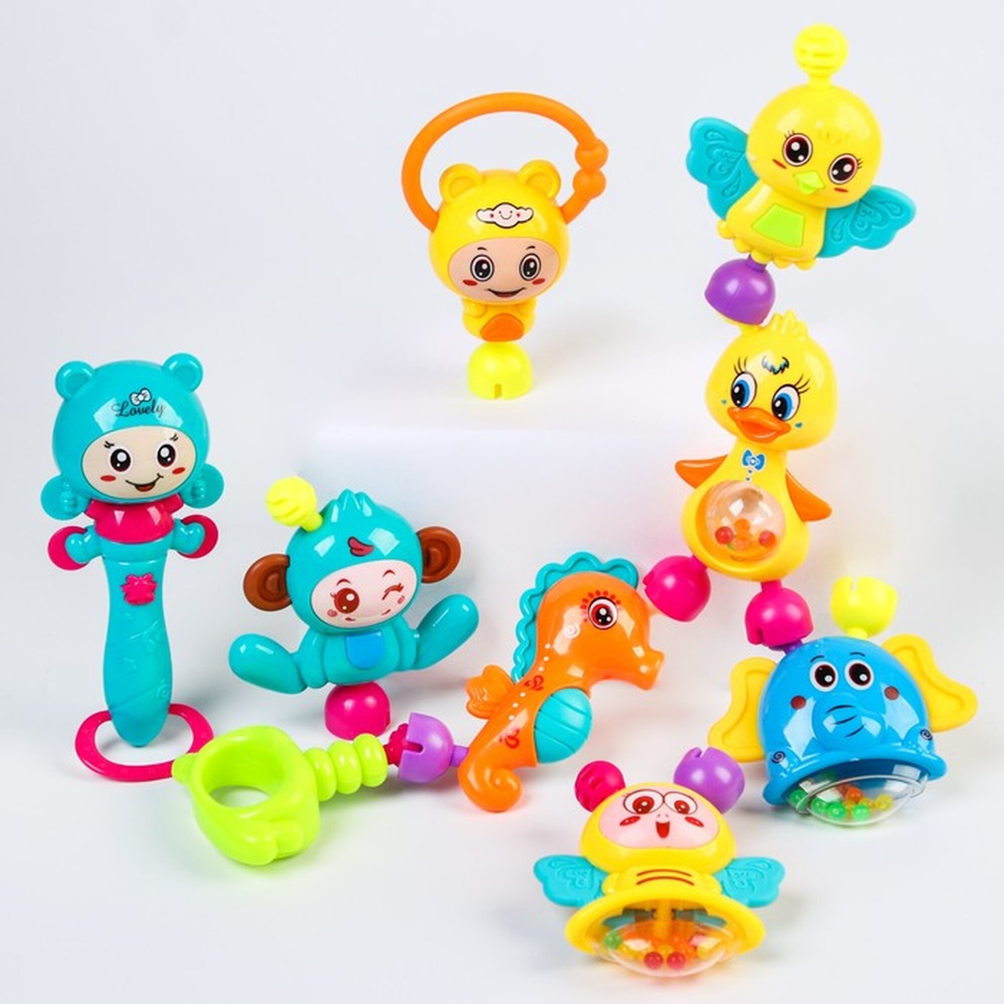 Набор погремушек «Собери меня», 9 шт, яркие цвета