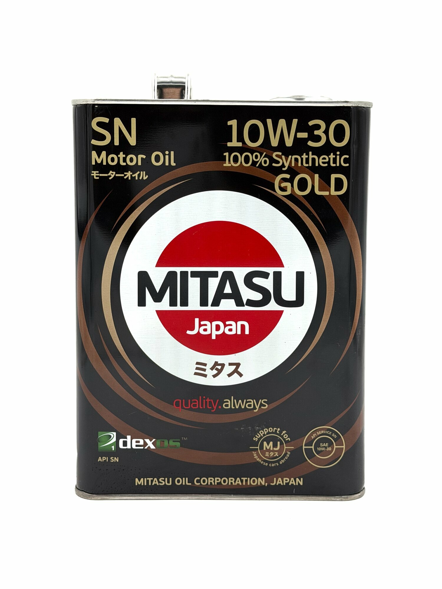 Масло моторное Mitasu Gold SN 10W-30, 4 литра, синтетическое