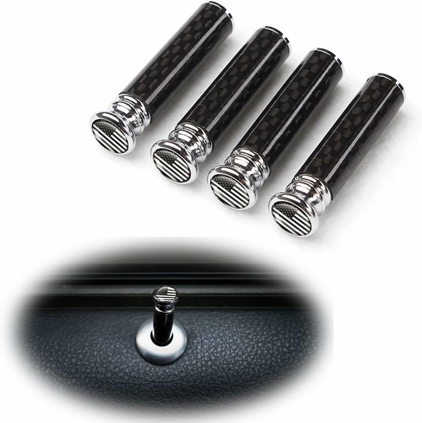 ZKFAR 4 шт. ручка замка двери автомобиля с американским флагом, из углеродного волокна, универсальные автомобильные аксессуары для дверных ручек SUV, грузовиков и фургонов (черный)