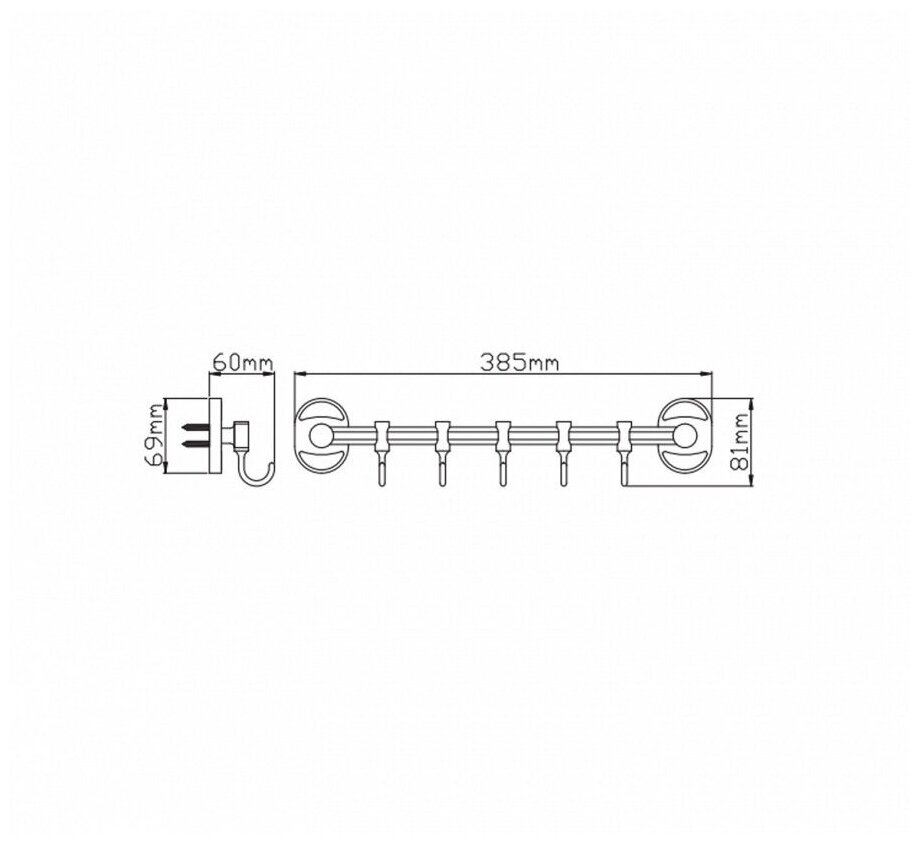 Крючок для полотенца Potato Genus 5 крючков, хром P2914-5