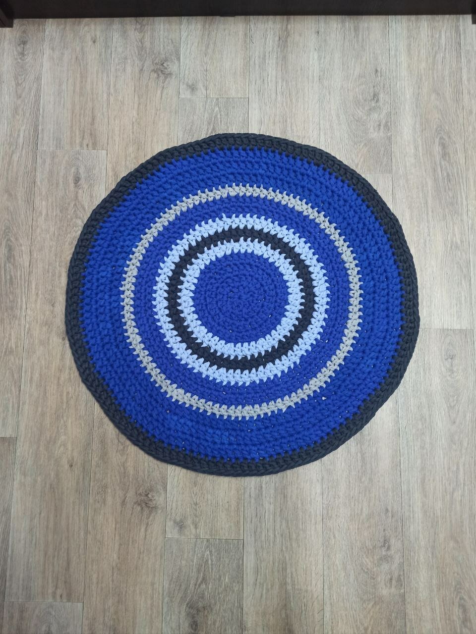 Эко коврик. Круглый вязаный хлопковый ковер, ручной работы для гостиной, спальни, детской, прихожей, ванной и бани.