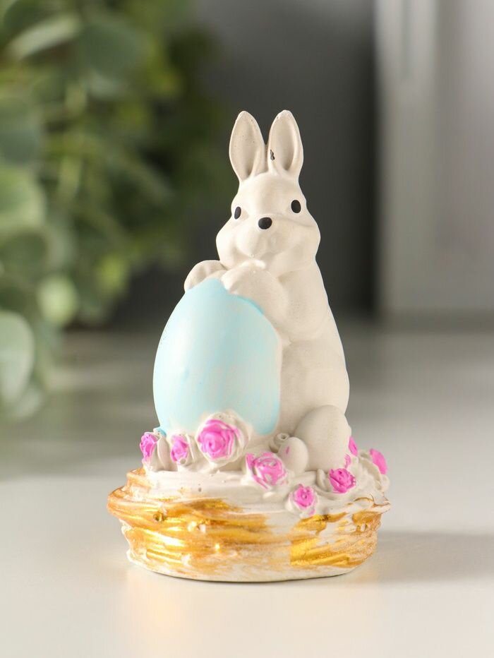 Фигурка гипс Заяц с яйцом пасхальный , 8 4 см