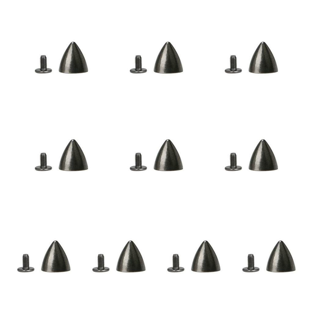 Готические шипы из сплава, 10 шт, пистолет черный - 6 заостренных конусов 12x1
