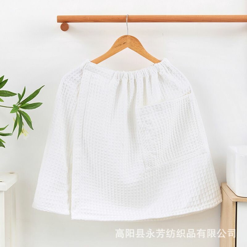 Мужской килт для бани/дома, Вафельный полотенец-купальник, Эластичный пояс, Поглощает влагу, Без выпадения ворса