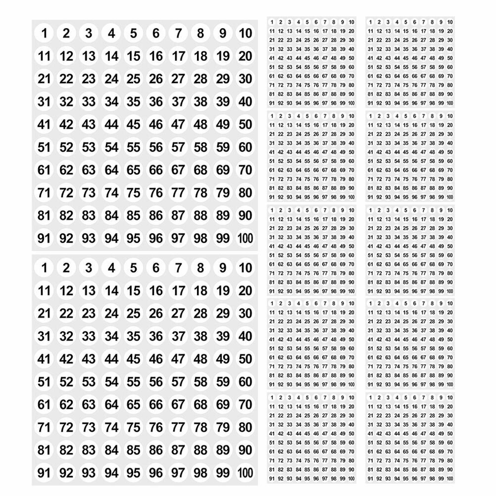 Белые цифровые номерные наклейки из мелованной самоклеящейся бумаги для офиса, 2500 шт