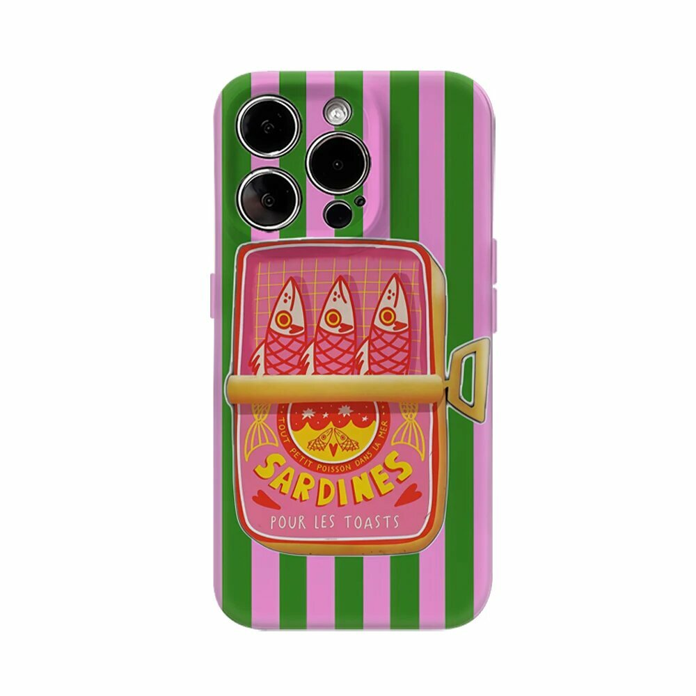 Чехол для телефона Sardines Green Pink Stripe IPhone 17 Must-Haves для iPhone 17, FJ, IPHONE14PRO