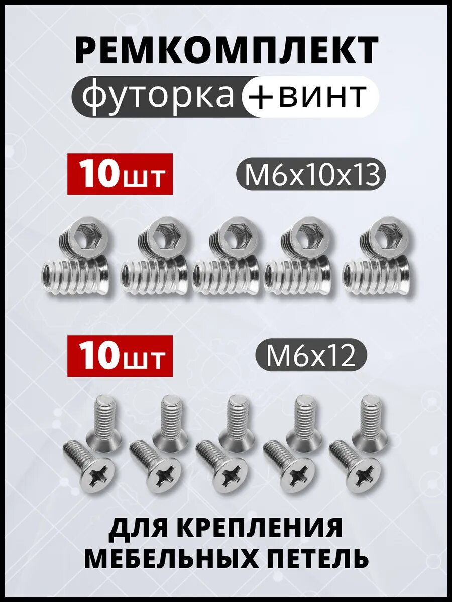 Ремкомплект крепления мебельных петель футорка металлическая