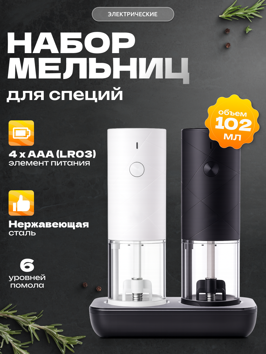 Набор электрических мельниц для специй HuoHou Electric Grinder Set 2 Pcs (HU0293)