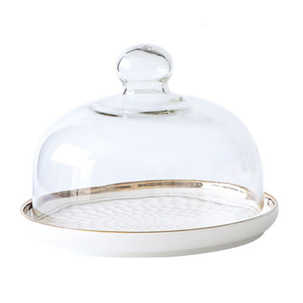 Керамическая тарелка для торта с крышкой, Белый