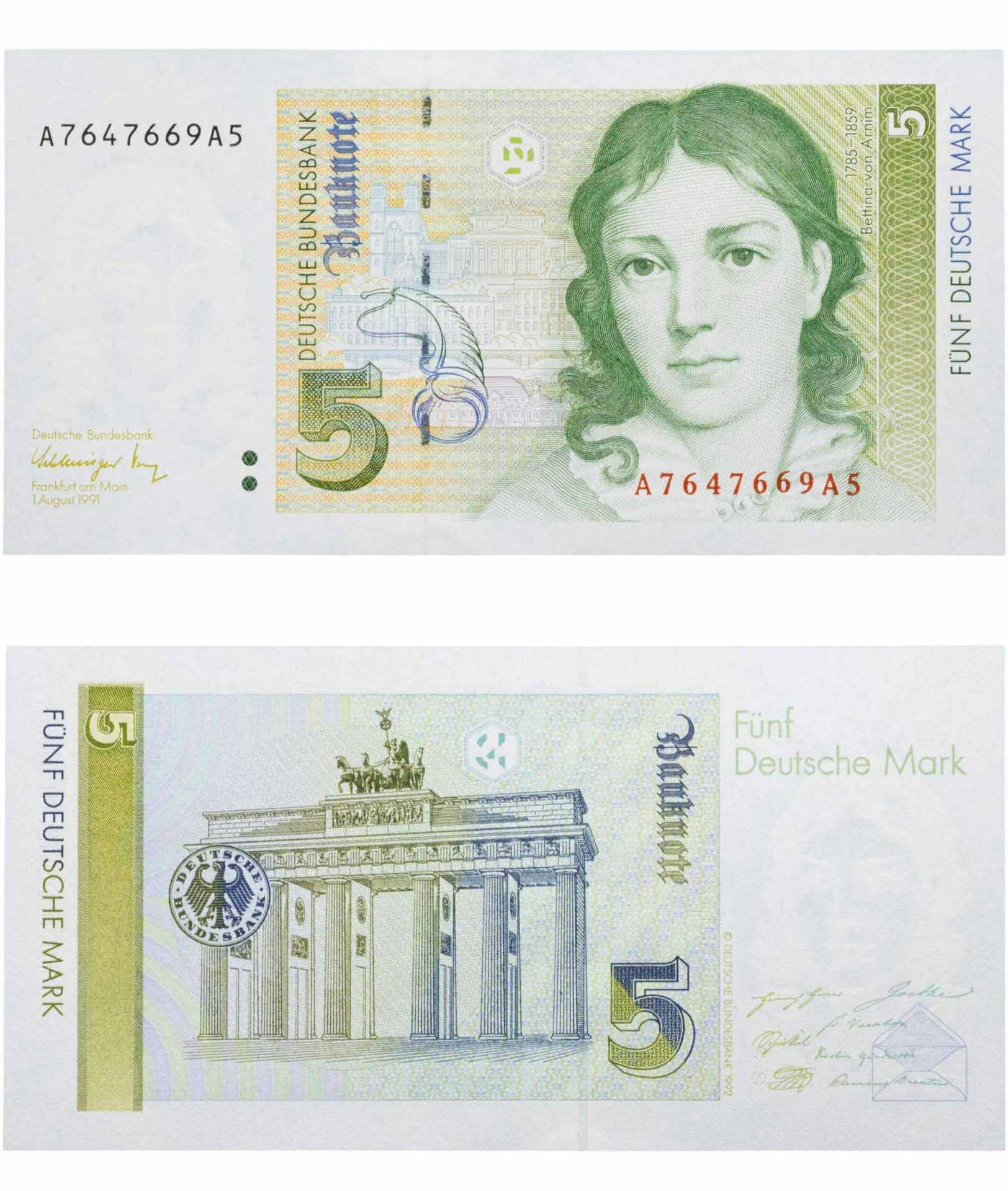 Германия ФРГ 5 марок 1991 года