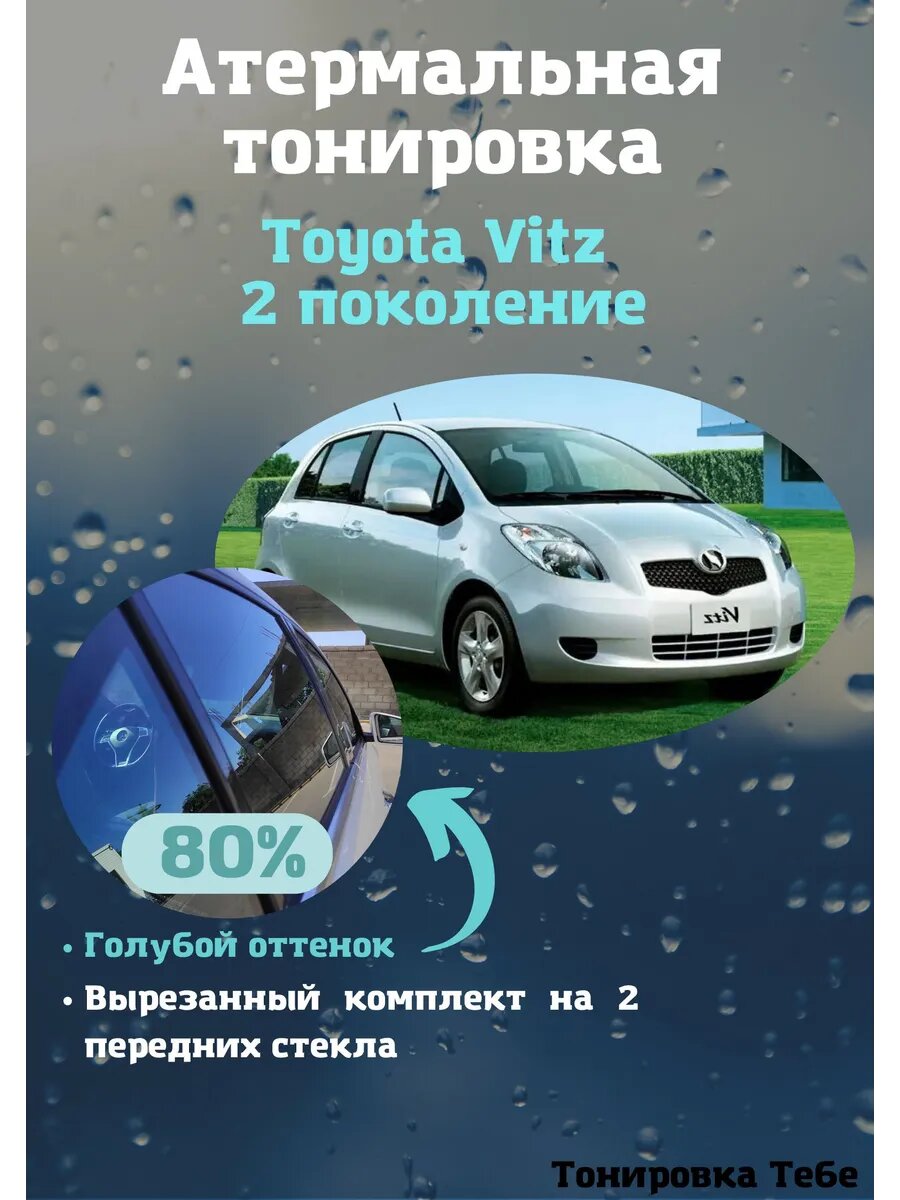 Атермальная тонировка Toyota Vitz 2 80% голубая