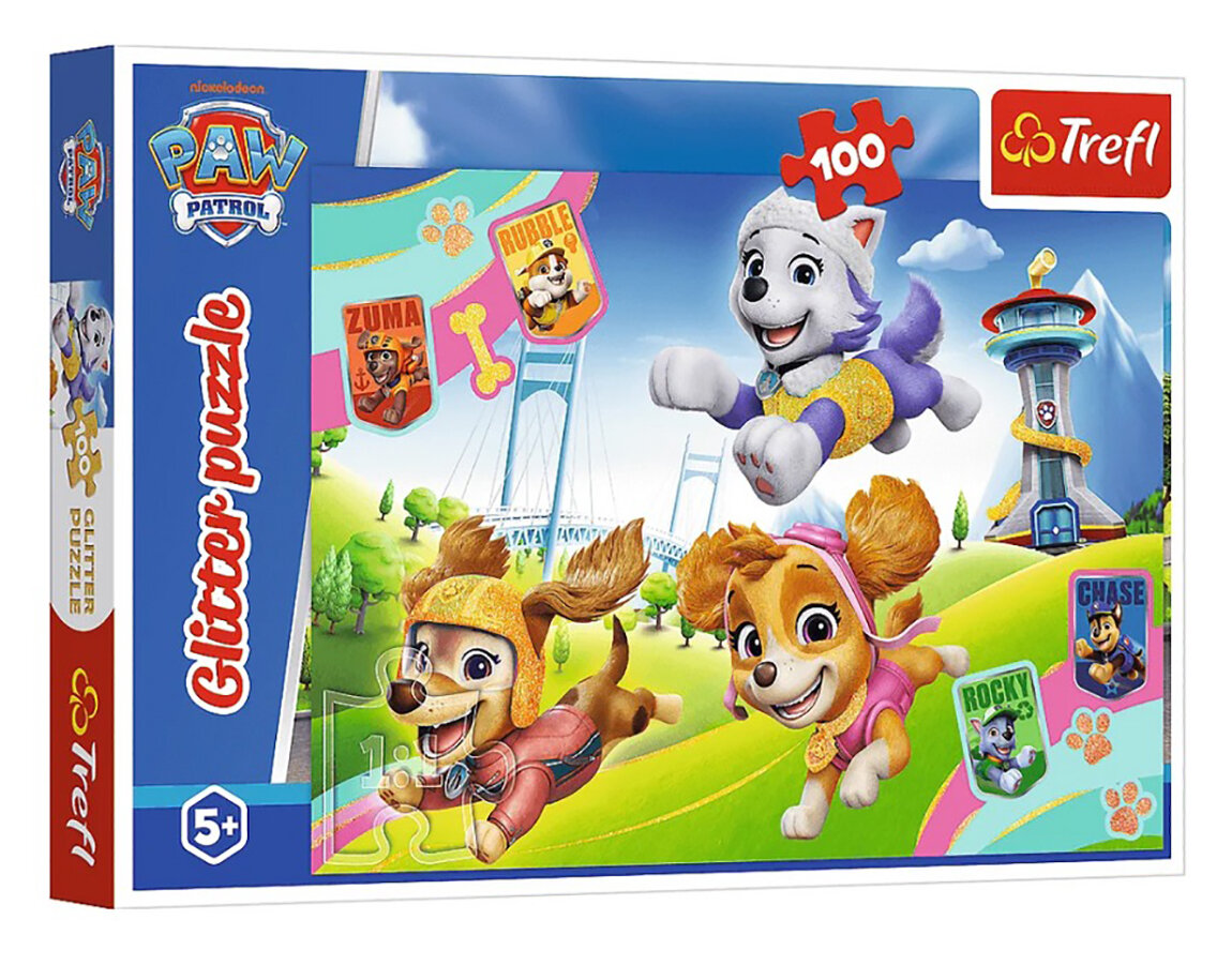 Пазл детский Trefl 100 деталей, элементов: Блестящие собаки Щенячий патруль