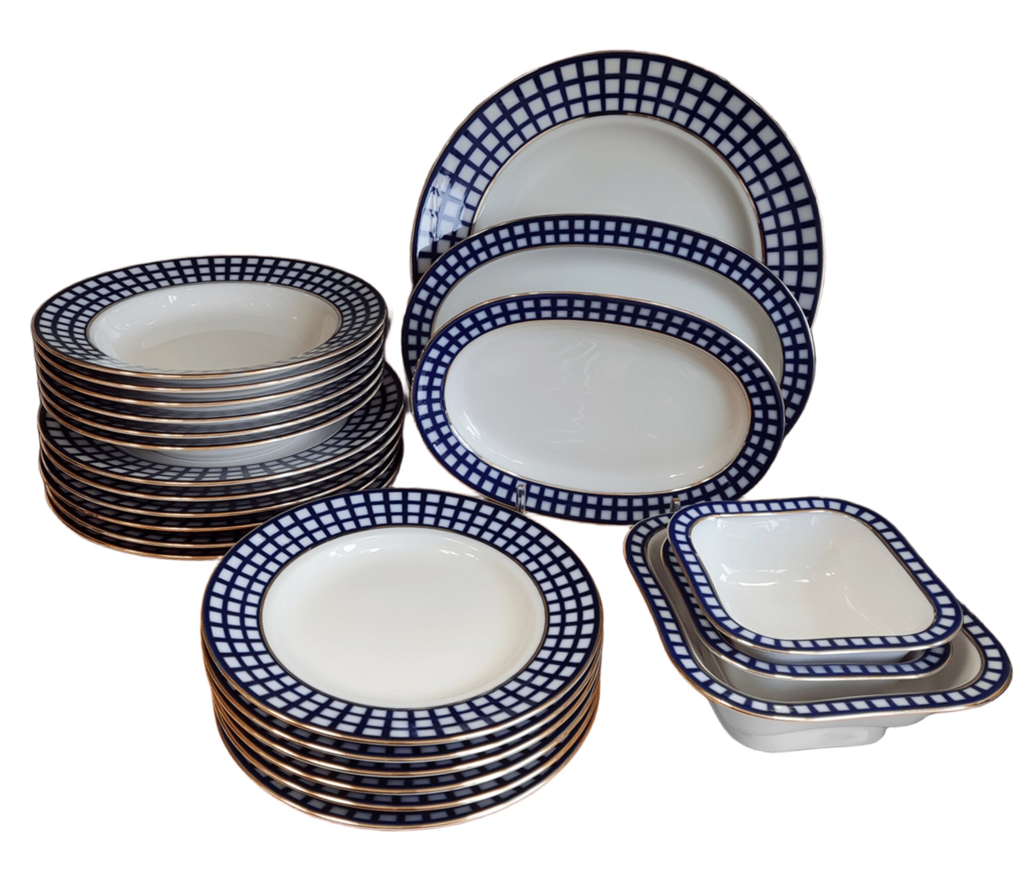 Сервиз столовый ИФЗ Молодежная Кобальтовая клетка, 24 предмета, 6 персон, фарфор 81.20941.00.1