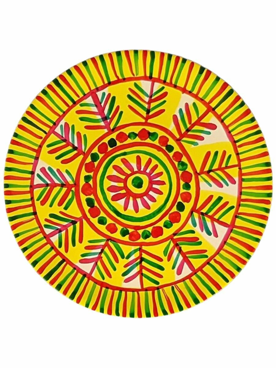 Тарелочка с узором 10 см, Филимоновская глиняная игрушка, ручная авторская работа