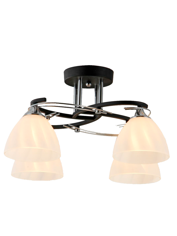 Люстра черная с поворотными матовыми плафонами потолочная на 4 лампы E27