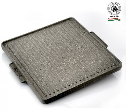 Сковорода-гриль OMAC 610 Bistecchiera, чугунная, двусторонняя, 30х30 см, Италия