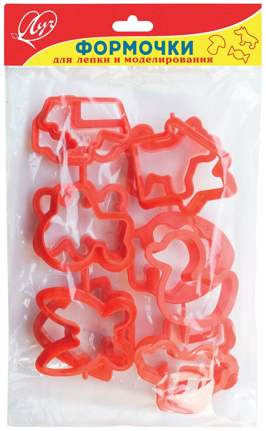 Формочки для лепки ЛУЧ, цвет красный, набор 12 штук, 11С752-08,1шт.