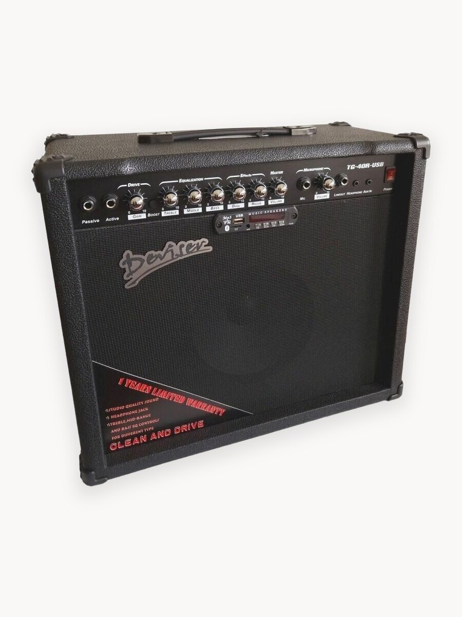 Комбоусилитель, гибридный, транзисторный, черный, дерево, 10 Вт